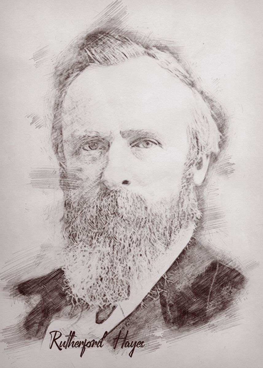 'Sketch Rutherford B Hayes' Poster, picture, metal print, paint by ...