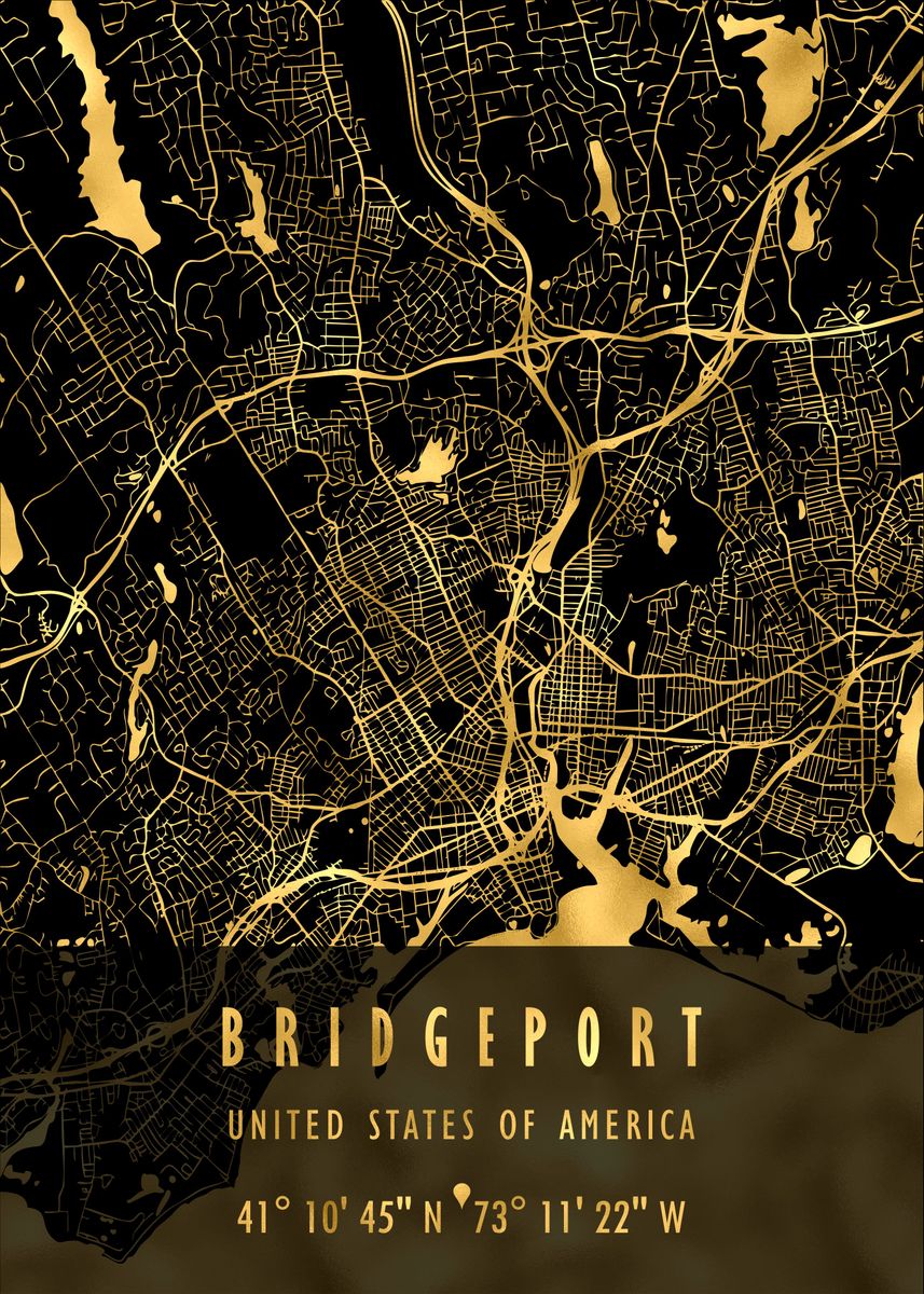 'Bridgeport Map USA' Poster, picture, metal print, paint by Artistic ...
