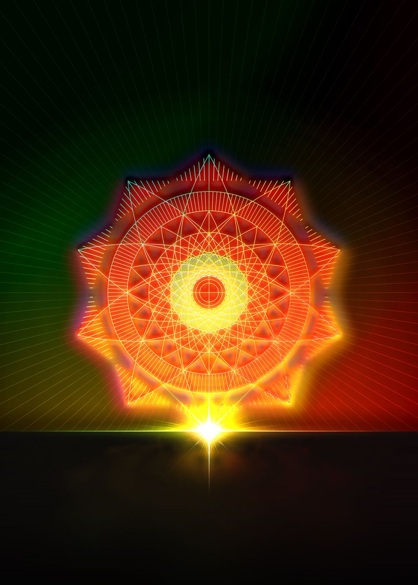 'Neon Sacred Geometry Glyph' Poster by Holy Rock Design | Displate