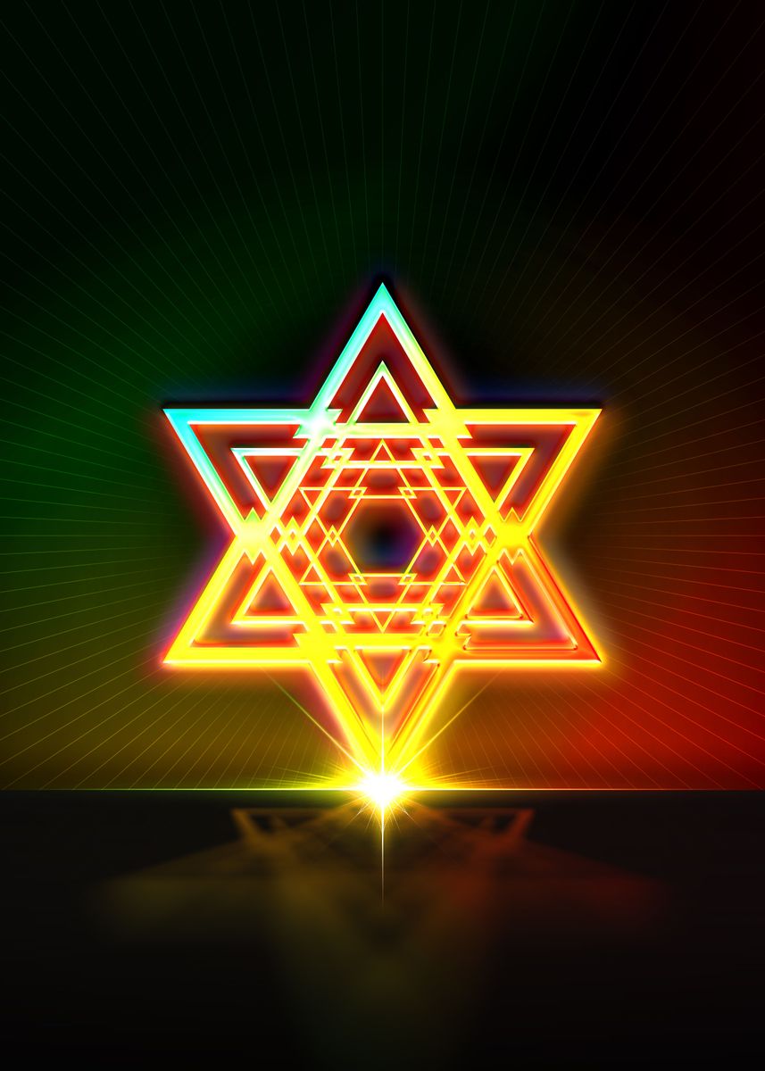 'Neon Sacred Geometry Glyph' Poster, picture, metal print, paint by ...