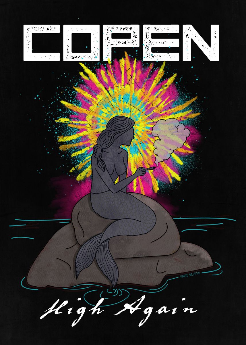 'Copenhagen Stoner Mermaid' Poster, picture, metal print, paint by John ...