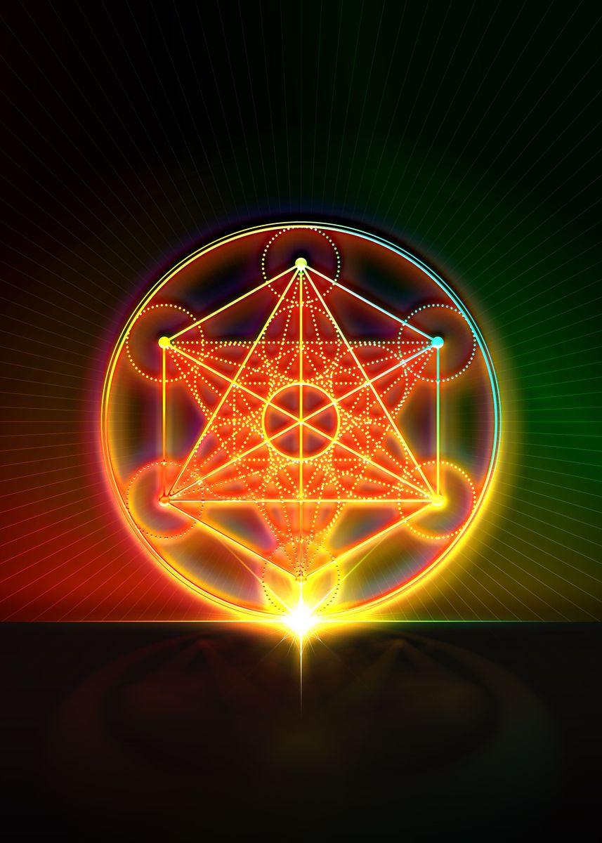 'Neon Sacred Geometry Glyph' Poster, picture, metal print, paint by ...