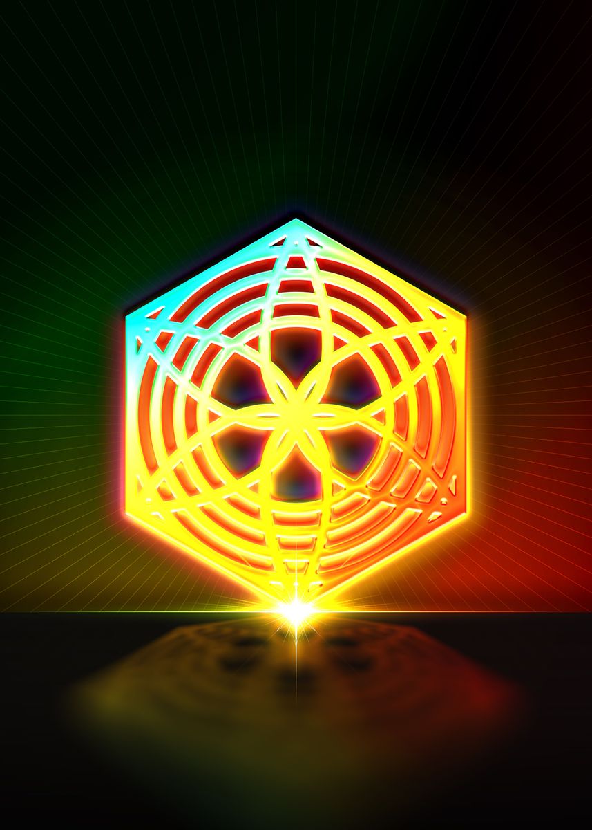 'Neon Geometric Glyph Sign' Poster by Holy Rock Design | Displate