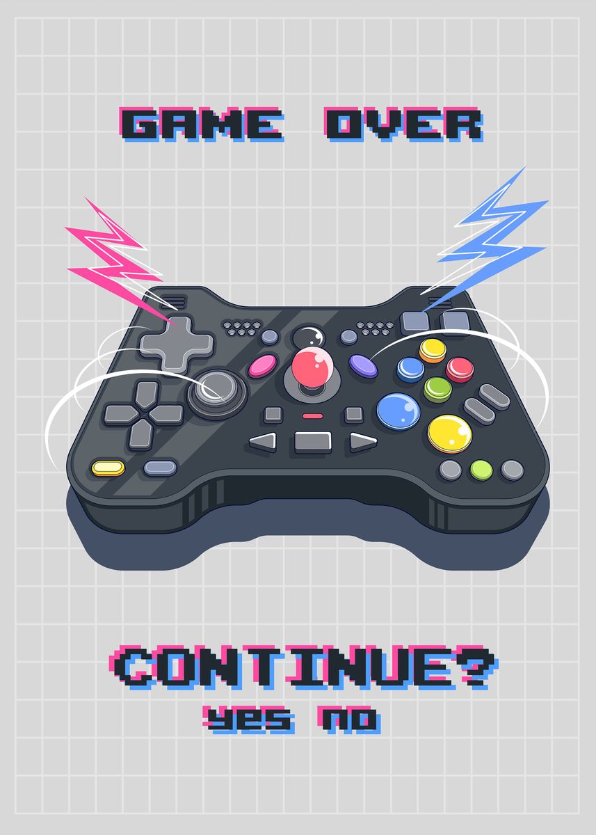 'Game Over' Poster, picture, metal print, paint by Sioux Islean | Displate