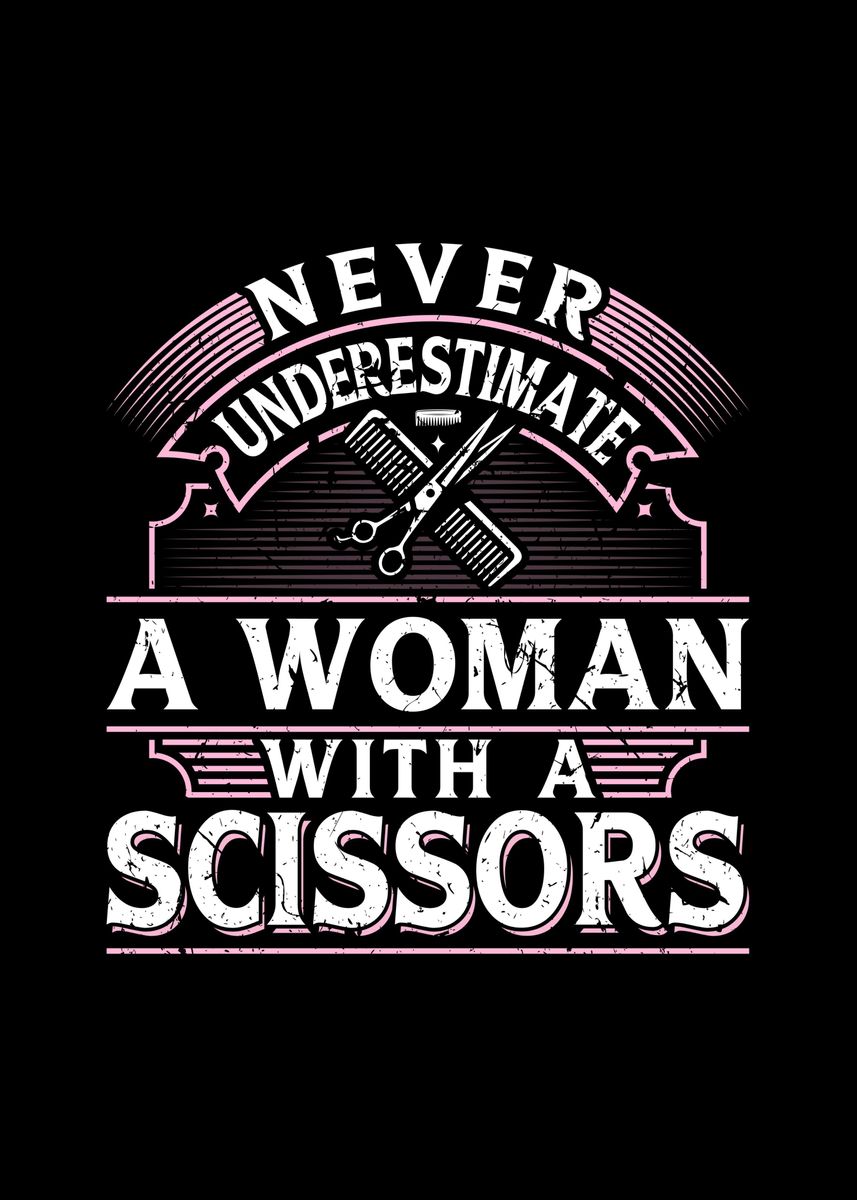 'Woman Scissors Hairdresser' Poster, picture, metal print, paint by ...