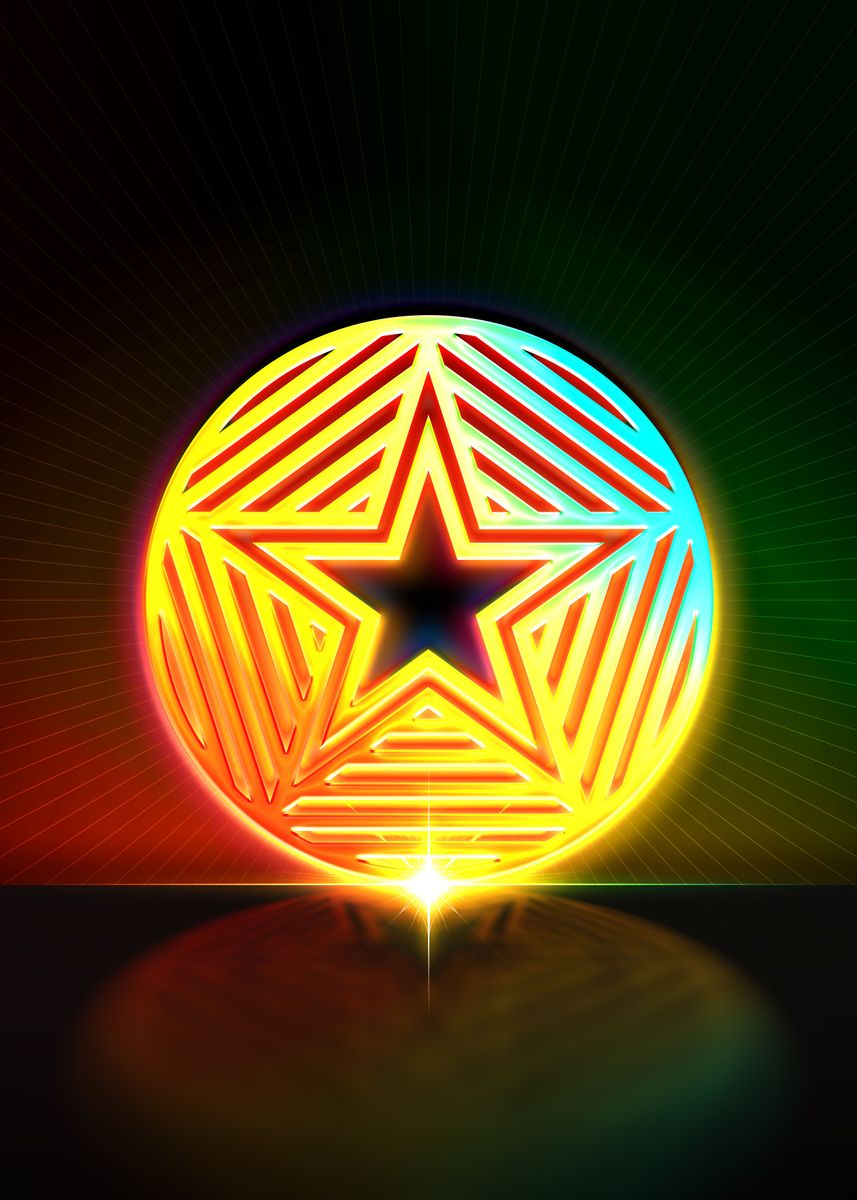 'Neon Sacred Geometry Glyph' Poster by Holy Rock Design | Displate