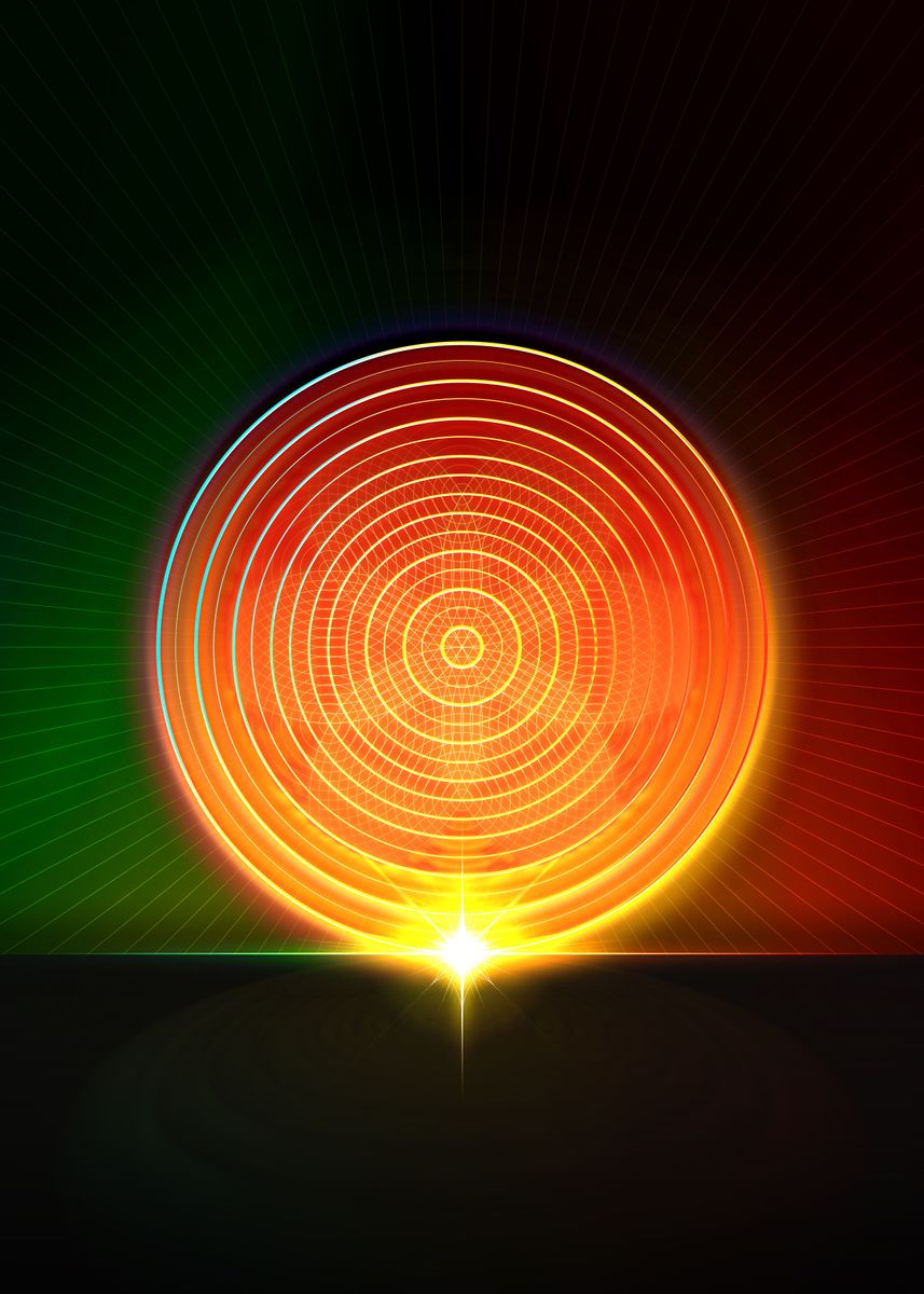 'Neon Sacred Geometry Glyph' Poster, picture, metal print, paint by ...