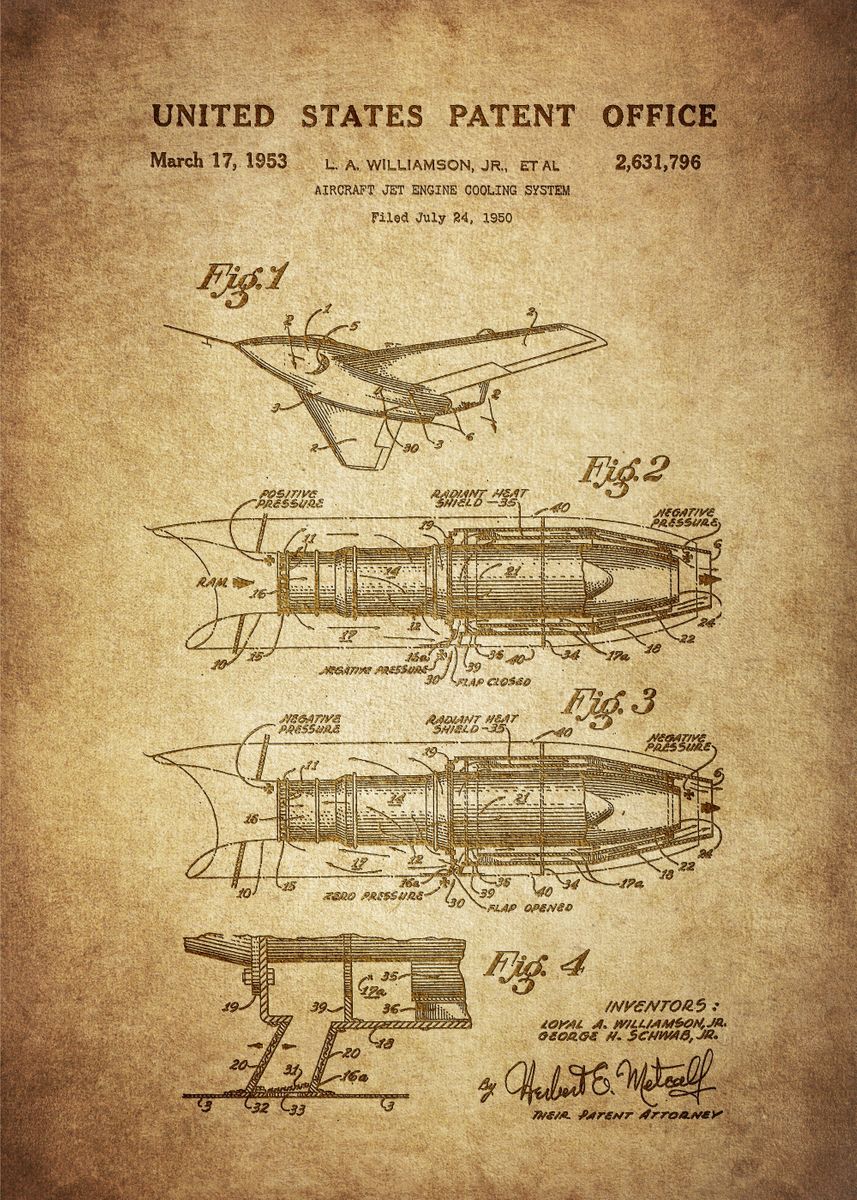 'Airplane Patent' Poster, picture, metal print, paint by Tanya ...