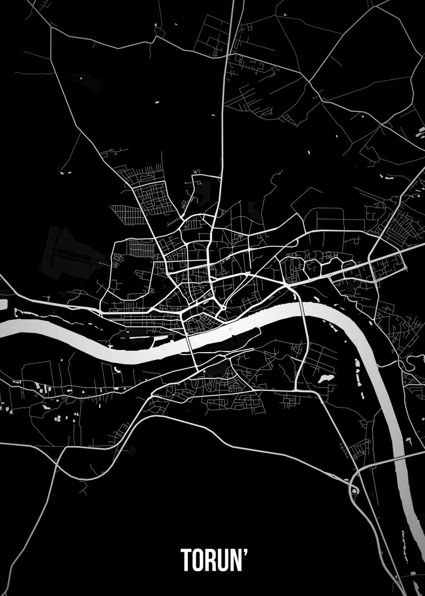 'Torun dark map' Poster by Stefano Lunghi | Displate