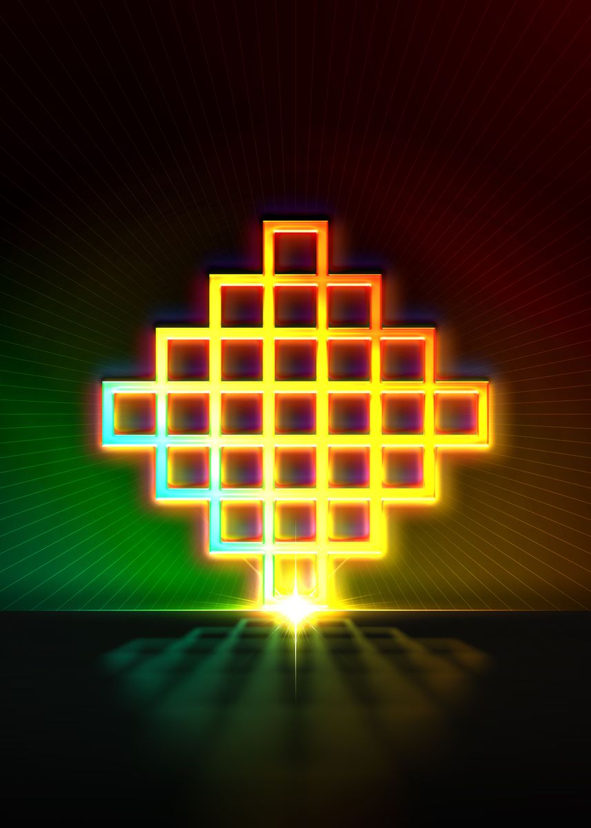 'Neon Sacred Geometry Glyph' Poster by Holy Rock Design | Displate