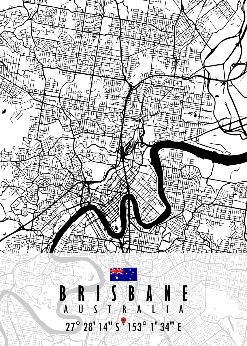 'Brisbane Map Australia' Poster by Artistic Paradigms | Displate
