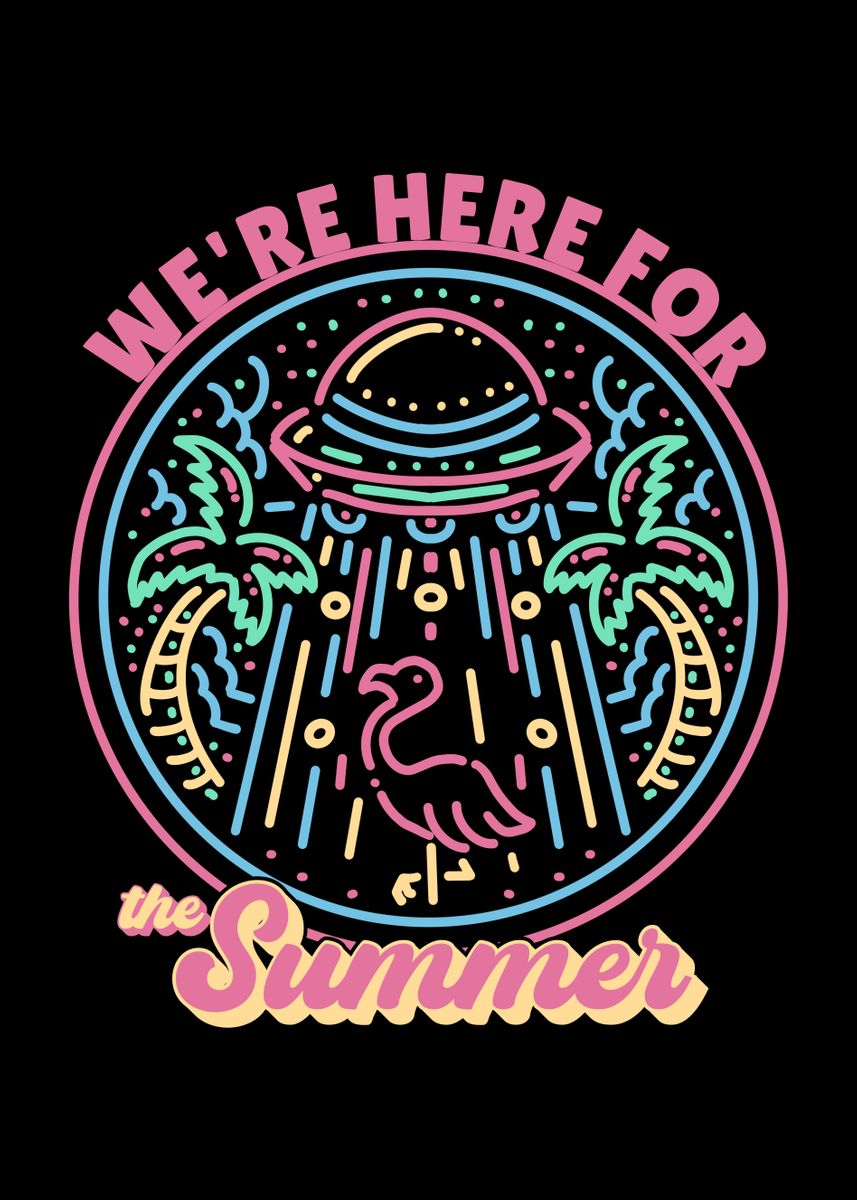 'SUMMER ALIEN FLAMINGO' Poster by StonerPlates | Displate