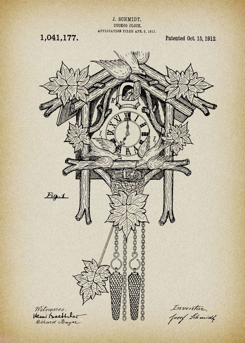 ' Cuckoo clock' Poster, picture, metal print, paint by Sam Kal | Displate