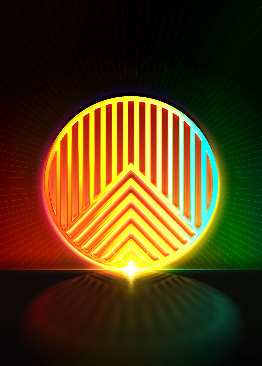 'Neon Geometric Glyph Sign' Poster, picture, metal print, paint by Holy ...