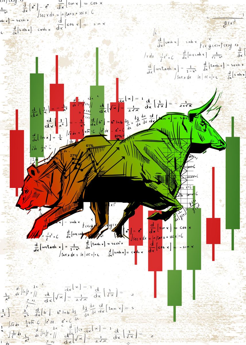 'Bears Vs Bulls Traders' Poster, picture, metal print, paint by ...