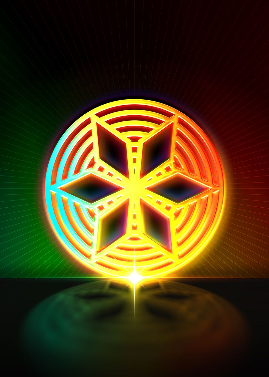 'Neon Sacred Geometry Glyph' Poster, picture, metal print, paint by ...