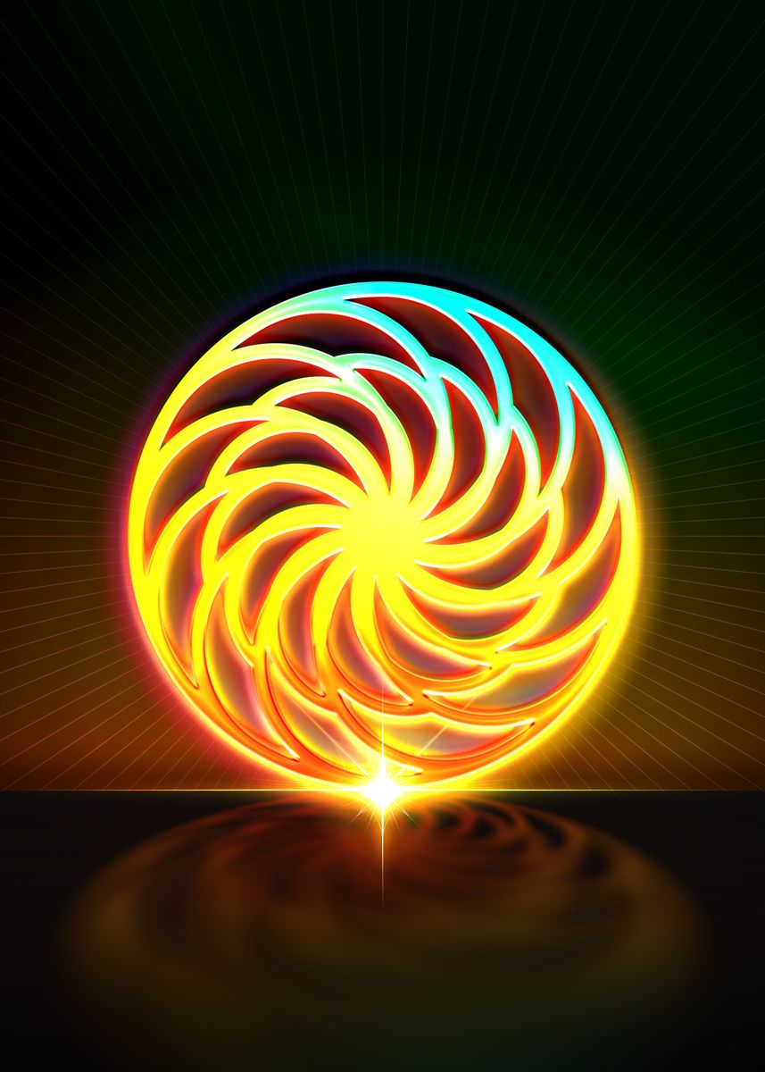 'Neon Sacred Geometry Glyph' Poster, picture, metal print, paint by ...