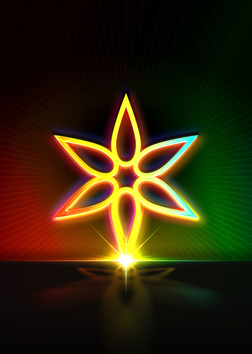 'Neon Sacred Geometry Glyph' Poster, picture, metal print, paint by ...
