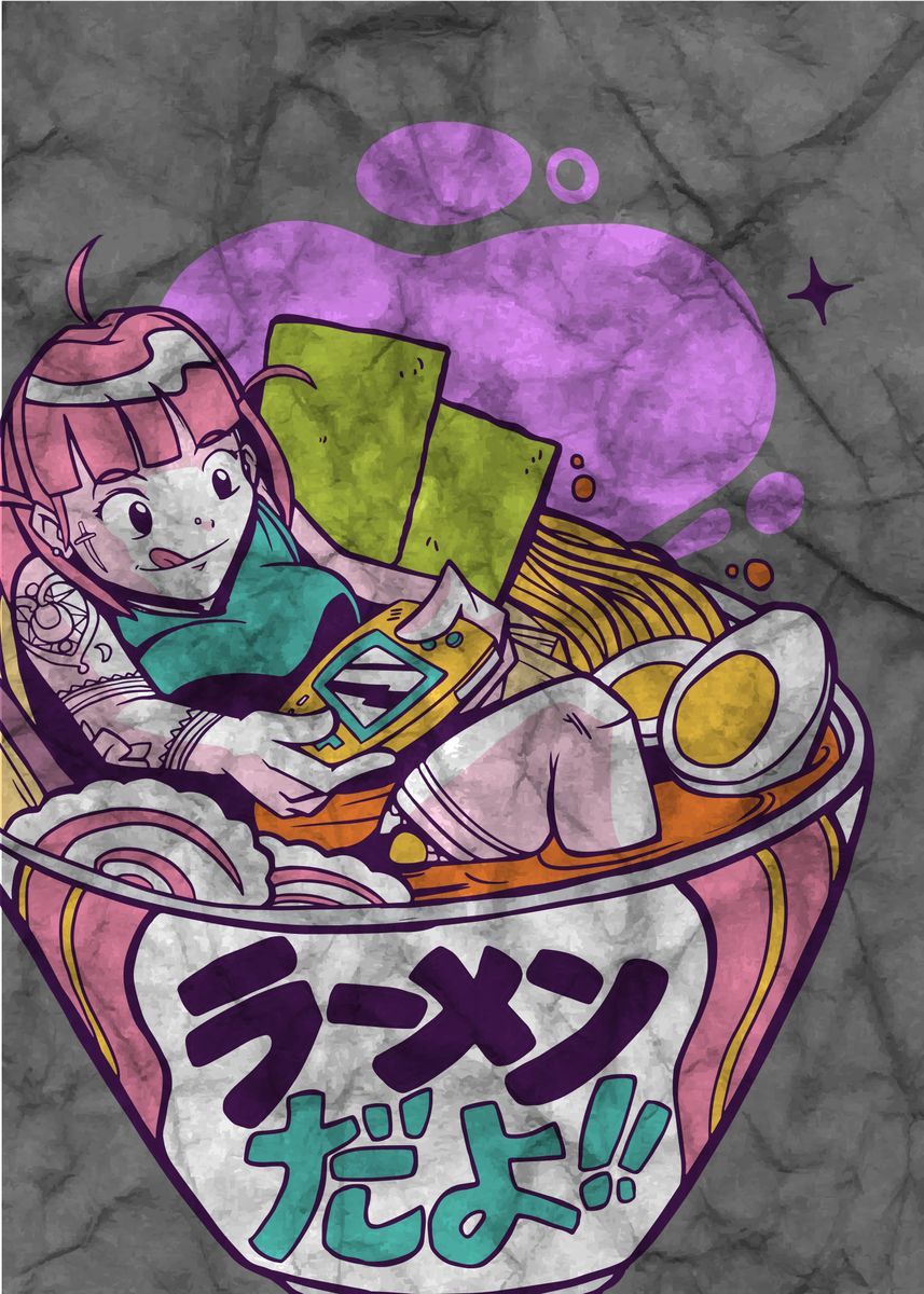 'Anime Ramen Gaming Art' Poster, picture, metal print, paint by ...
