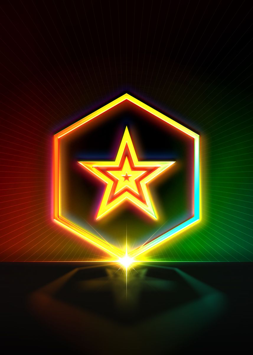 'Neon Sacred Geometry Glyph' Poster by Holy Rock Design | Displate