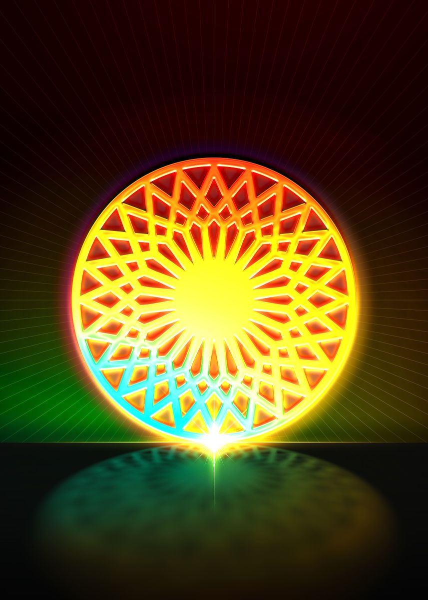 'Neon Sacred Geometry Glyph' Poster by Holy Rock Design | Displate