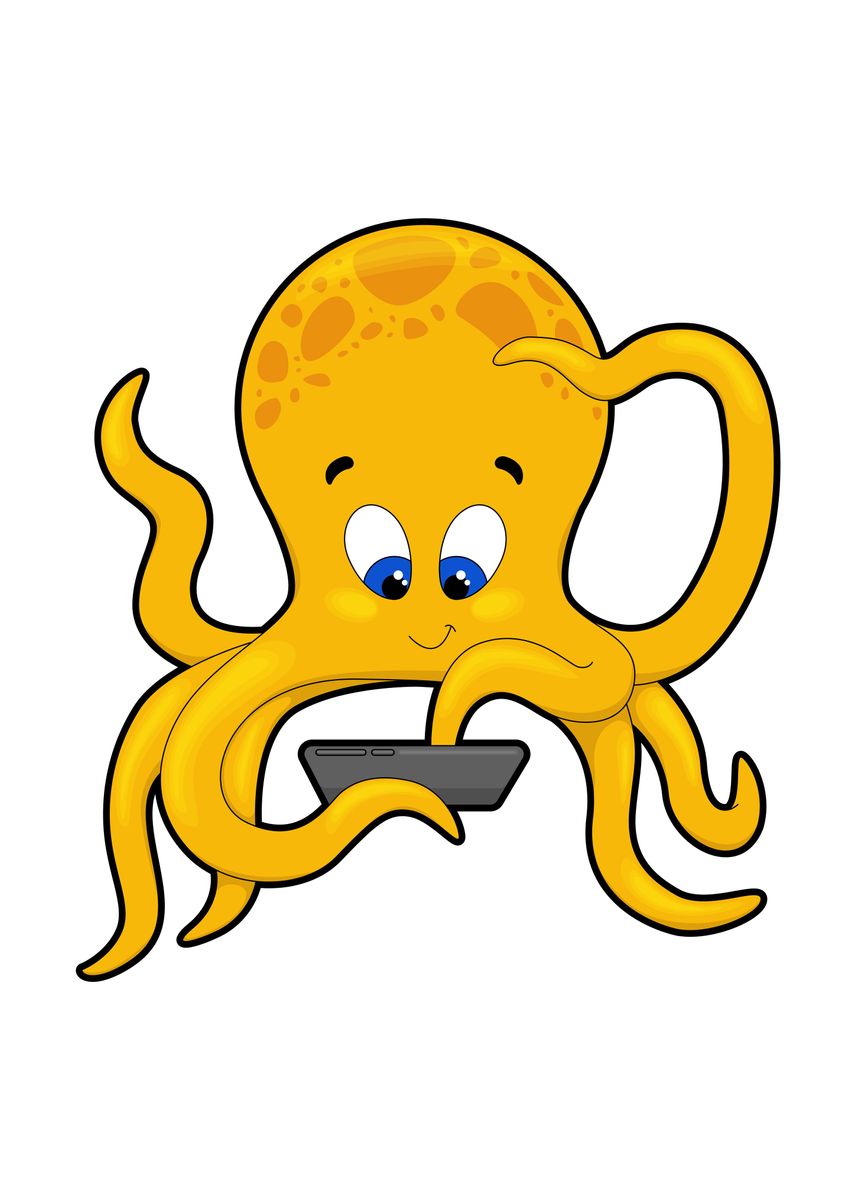 'Octopus Gamer Laptop' Poster, picture, metal print, paint by Markus ...