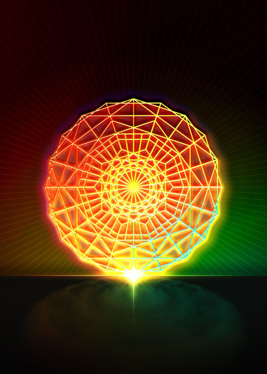 'Neon Sacred Geometry Glyph' Poster by Holy Rock Design | Displate
