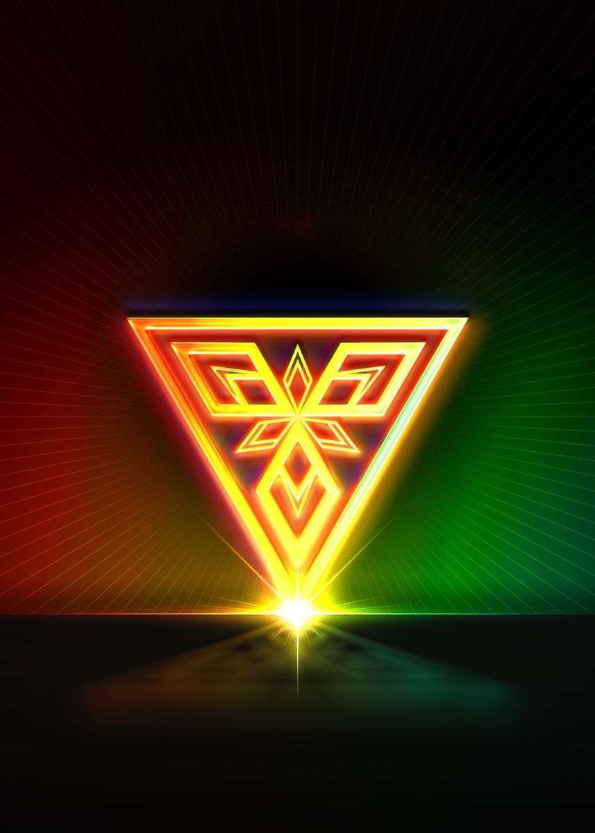 'Neon Sacred Geometry Glyph' Poster, picture, metal print, paint by ...