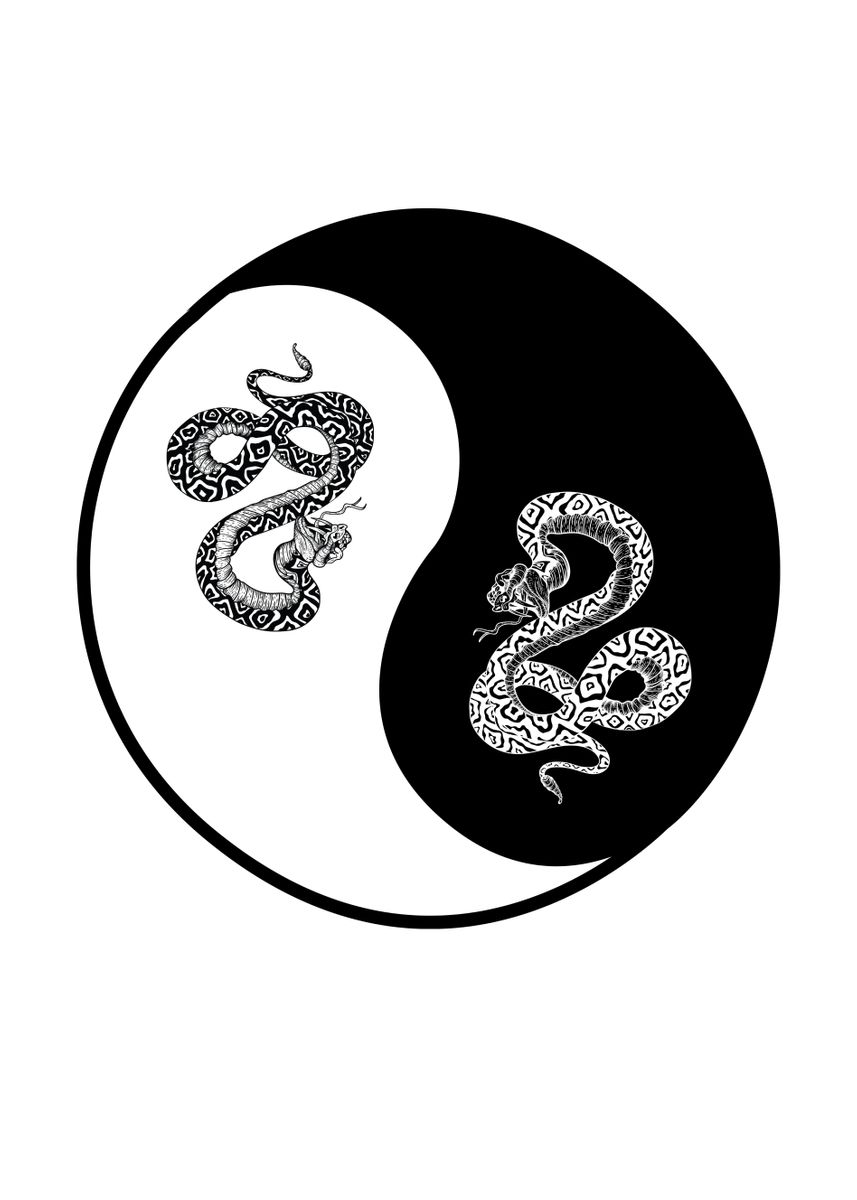 'Yin and yang snake design' Poster by Lukes Pixel Studio | Displate