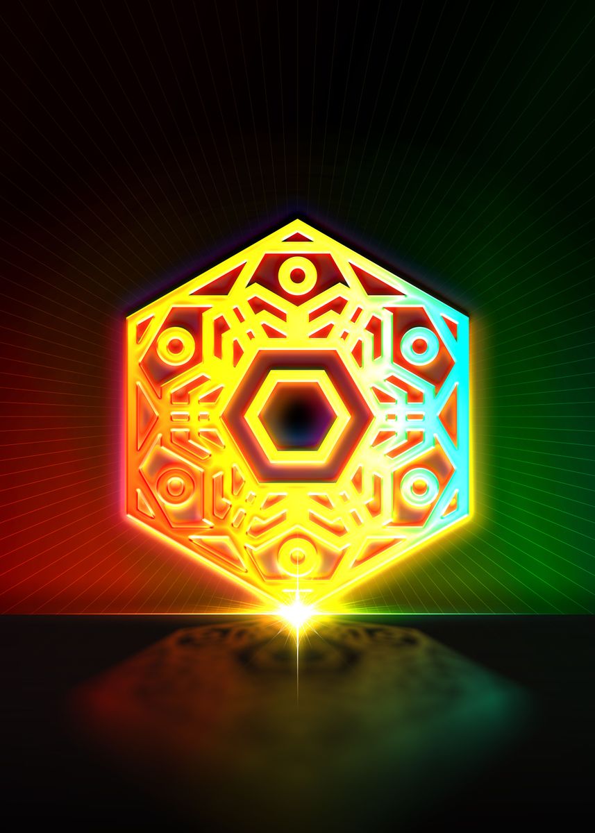 'Neon Sacred Geometry Glyph' Poster by Holy Rock Design | Displate