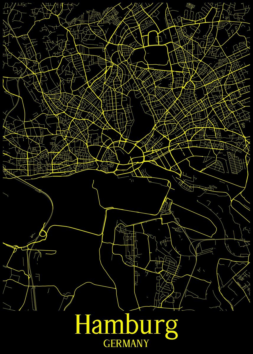 'Hamburg City Map Germany' Poster by Max Ronn | Displate
