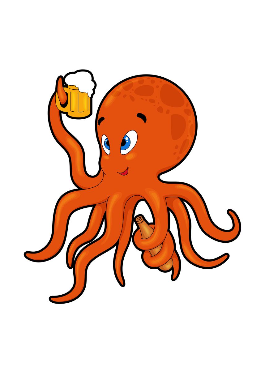 'Octopus Beer Beer glass' Poster, picture, metal print, paint by Markus ...