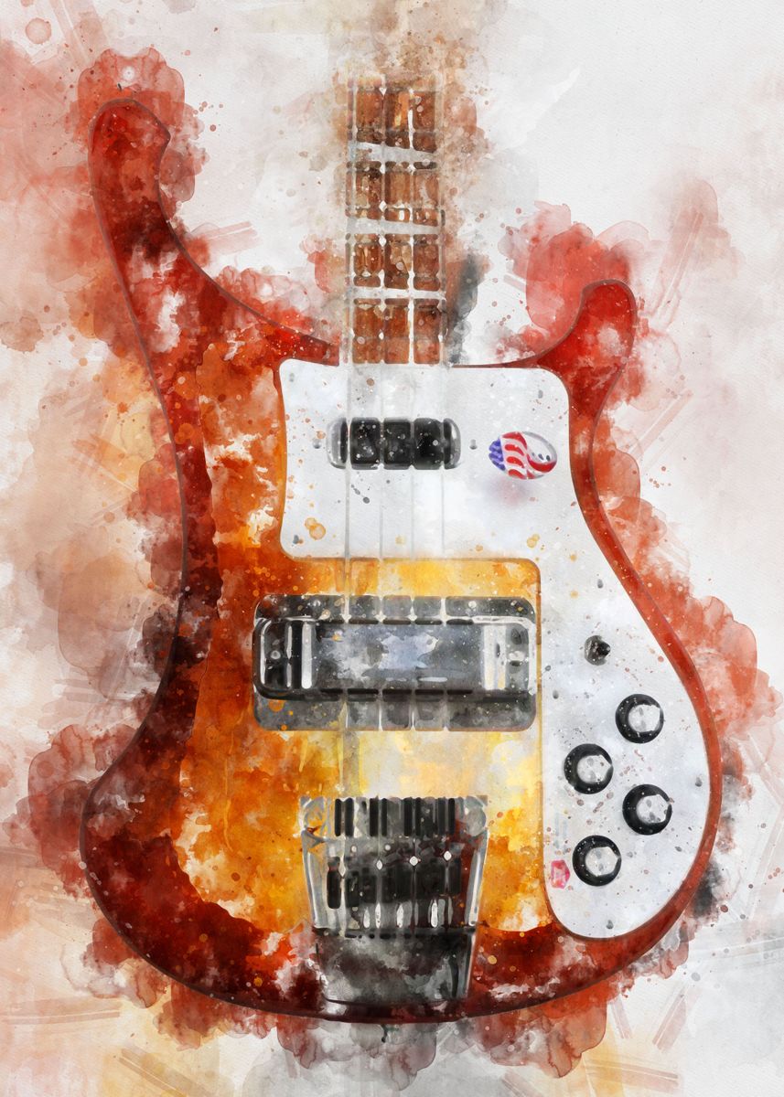 'Bass watercolor' Poster, picture, metal print, paint by Posterlicious ...