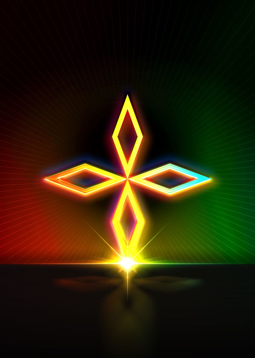'Neon Sacred Geometry Glyph' Poster by Holy Rock Design | Displate