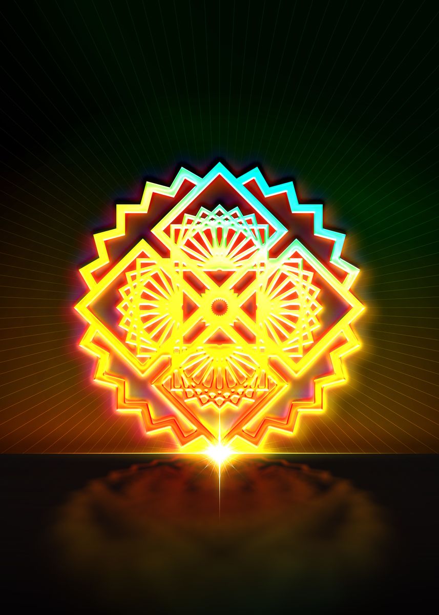 'Neon Geometric Glyph Sign' Poster by Holy Rock Design | Displate