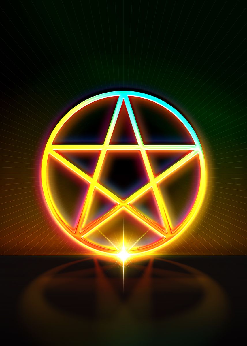 'Neon Geometric Glyph Sigil' Poster, picture, metal print, paint by ...