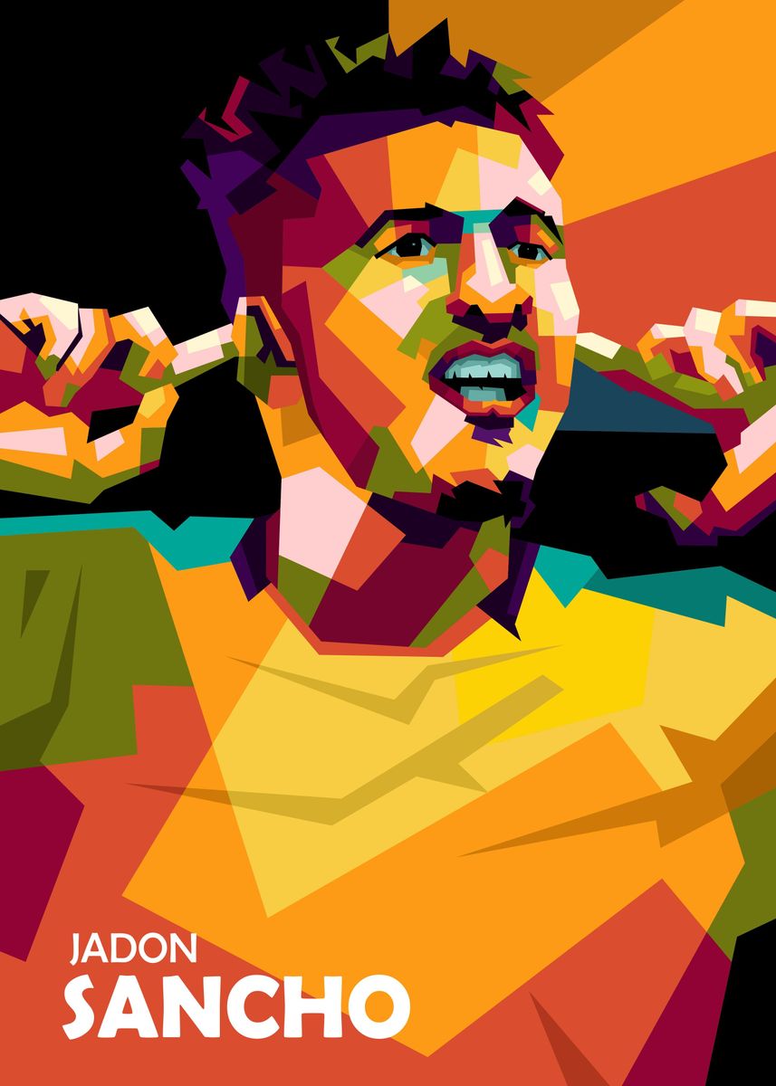 'Jadon Sancho in wpap' Poster, picture, metal print, paint by AMIRUDIN 06 | Displate