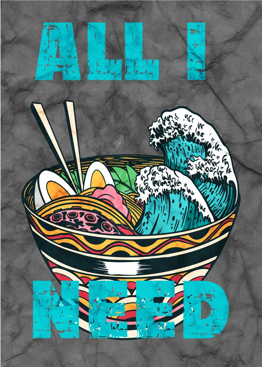 'Anime Ramen Bowl Wall Art' Poster, picture, metal print, paint by ...
