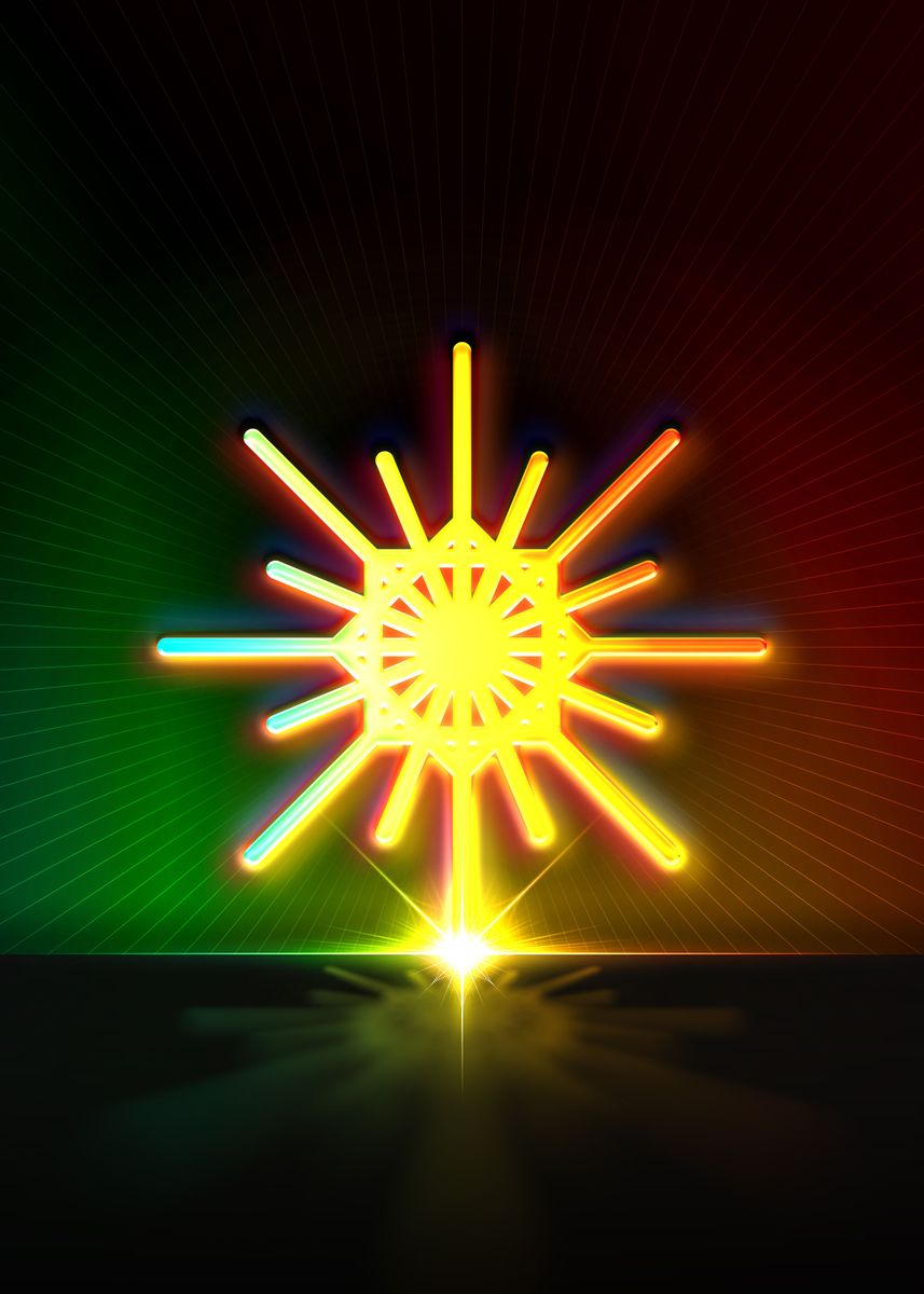 'Neon Sacred Geometry Glyph' Poster, picture, metal print, paint by ...