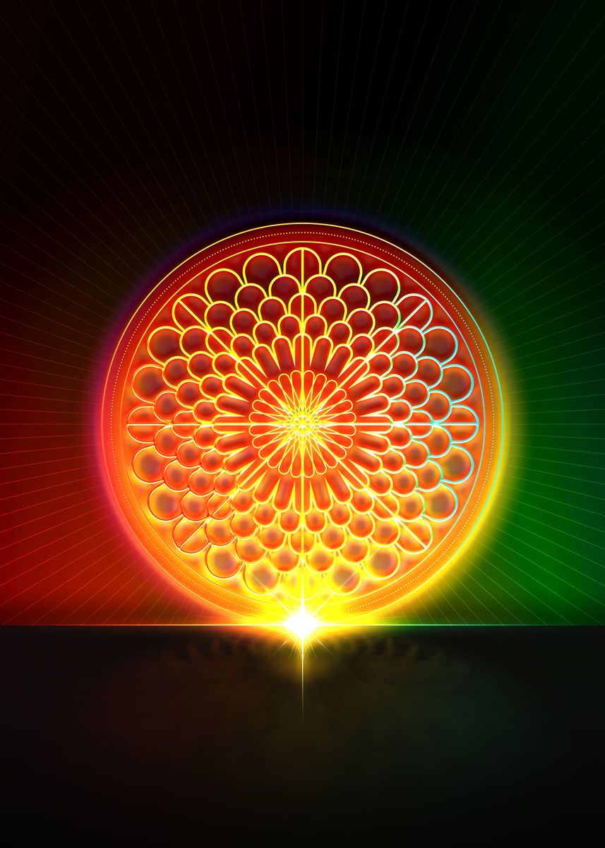 'Neon Sacred Geometry Glyph' Poster, picture, metal print, paint by ...
