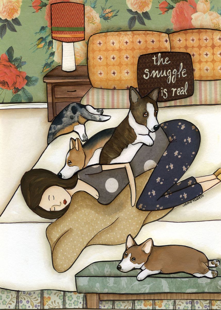 'Snuggle is Real' Poster, picture, metal print, paint by Jamie Morath ...