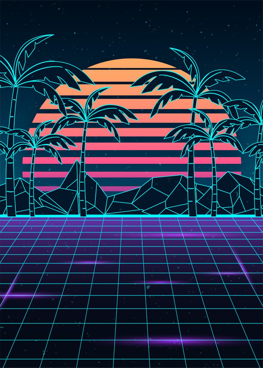 '80s Loveliest Sunset' Poster by EDM Project | Displate