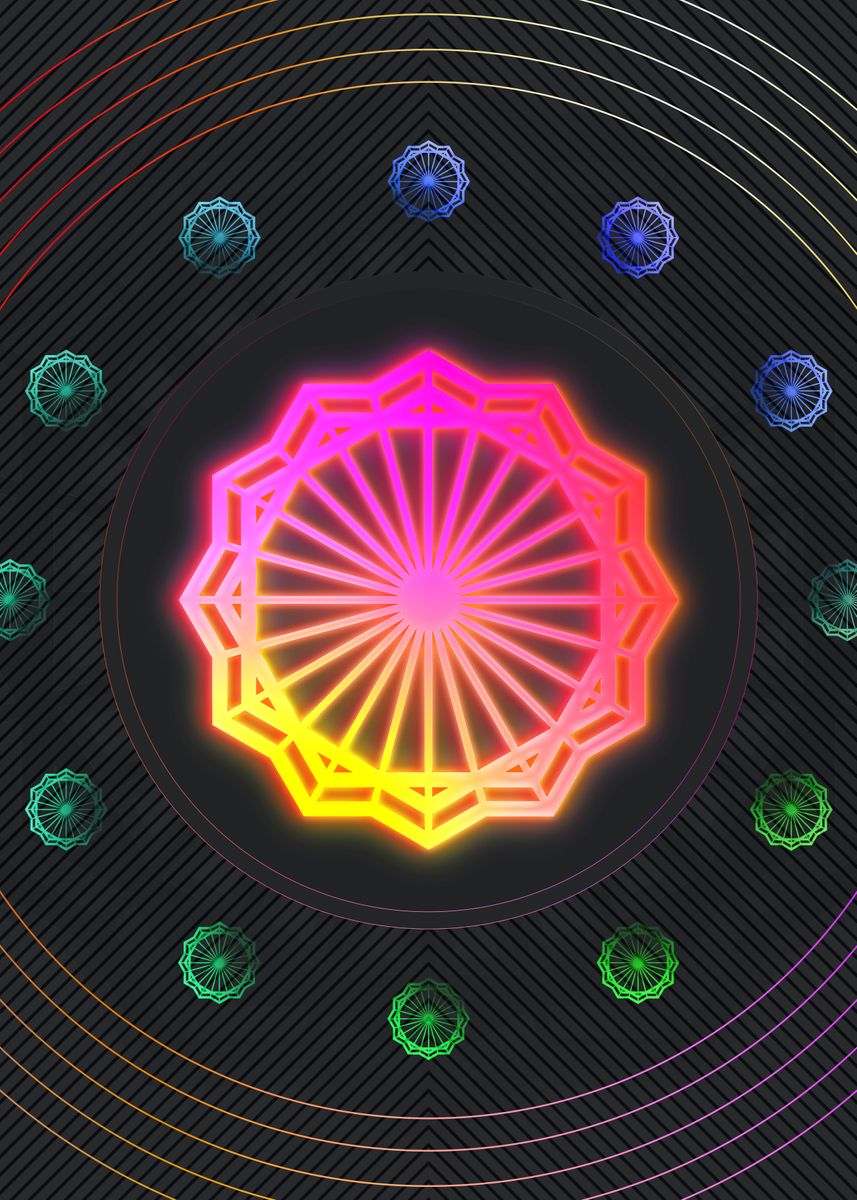 'Neon Magic Seal Sign Sigil' Poster by Holy Rock Design | Displate