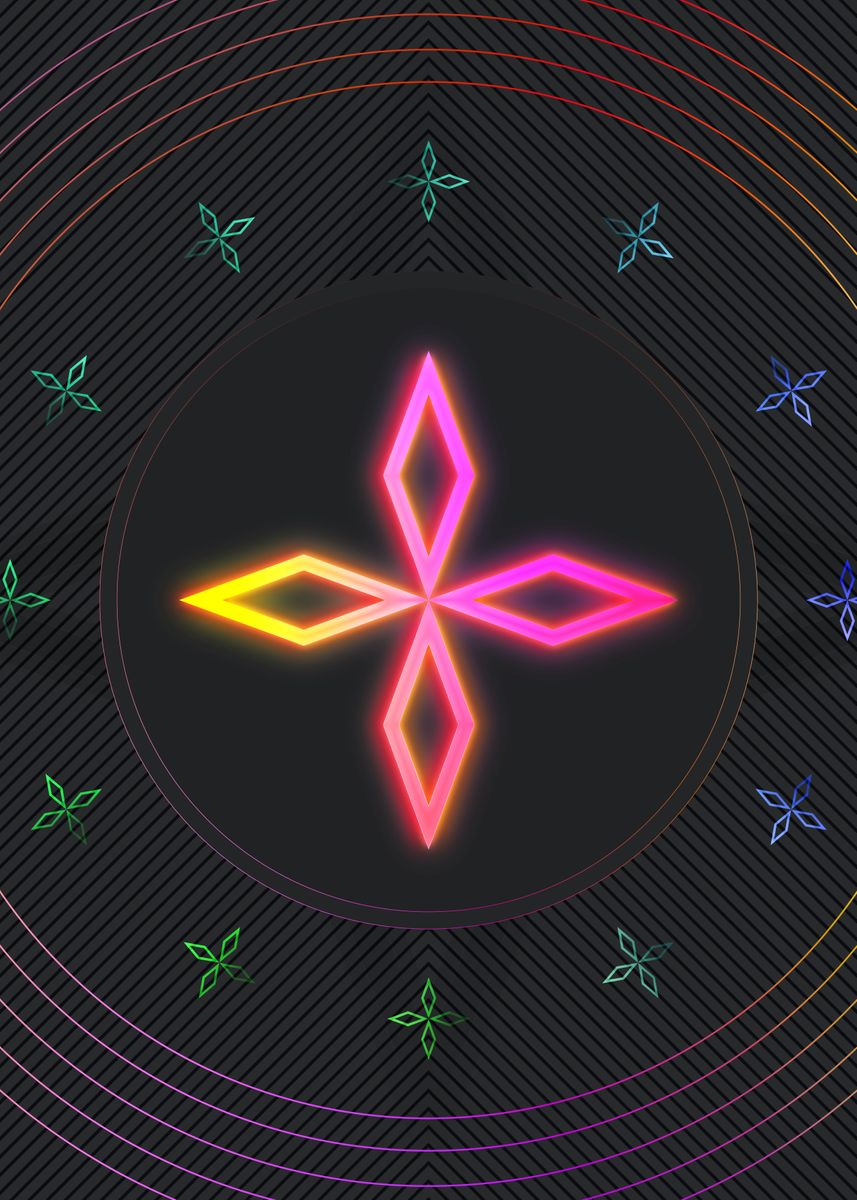 'Neon Geometric Glyph Sigil' Poster by Holy Rock Design | Displate
