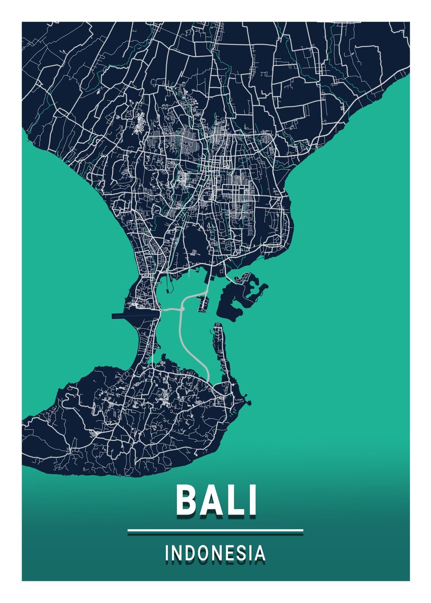 'Bali City Map Indonesia' Poster by Max Ronn | Displate