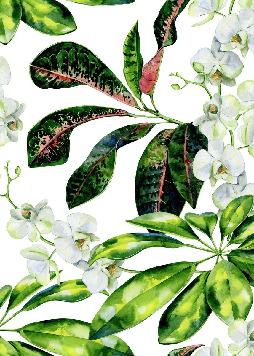 'Watercolor Tropical Pat 02' Poster by Aloke Design | Displate