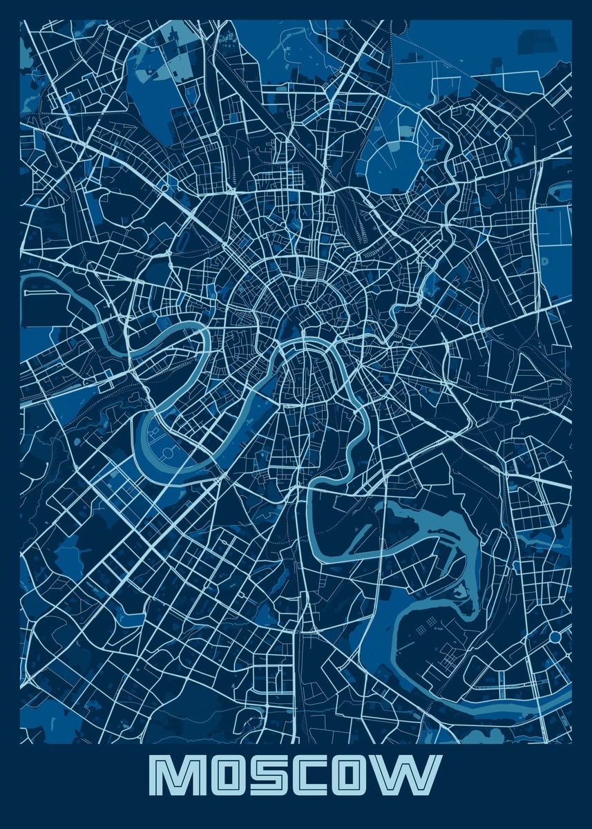 'Moscow City Map Russia' Poster by Max Ronn | Displate