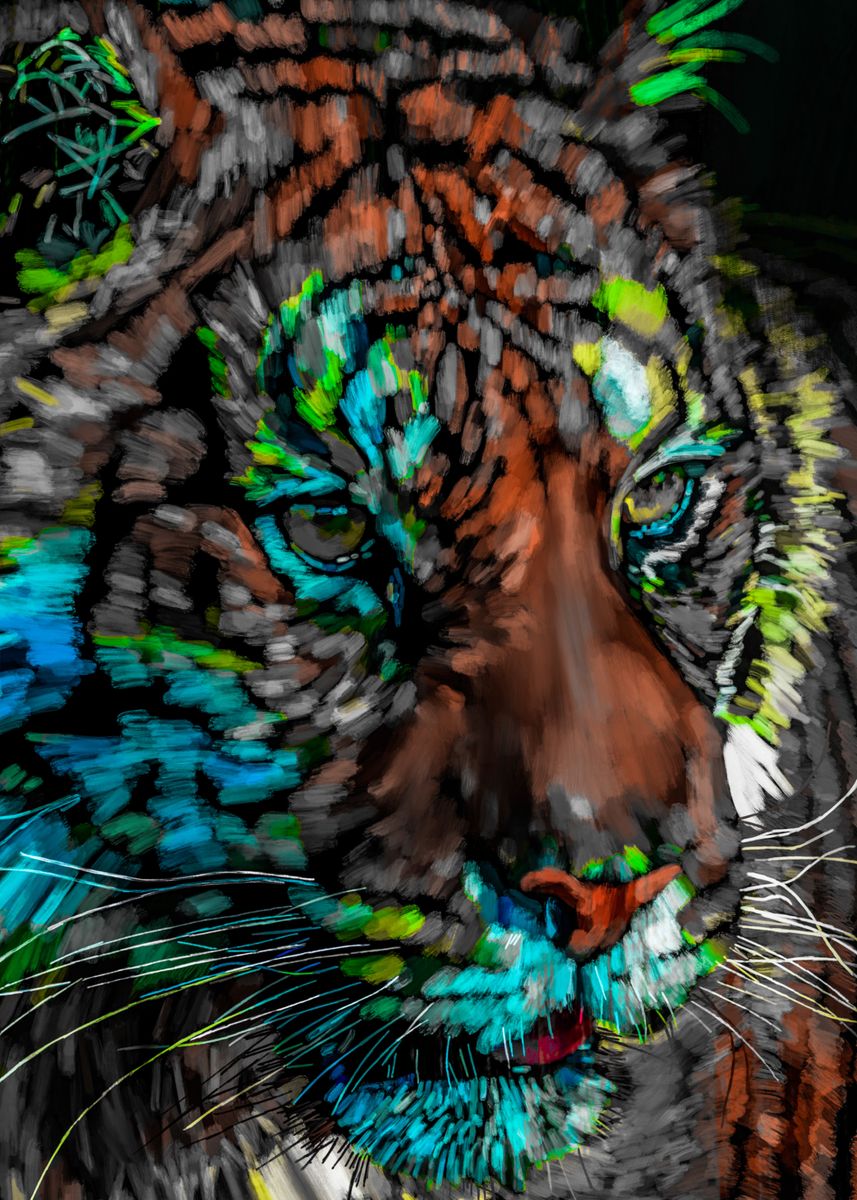 'Multi color Tiger' Poster by ABcreative | Displate