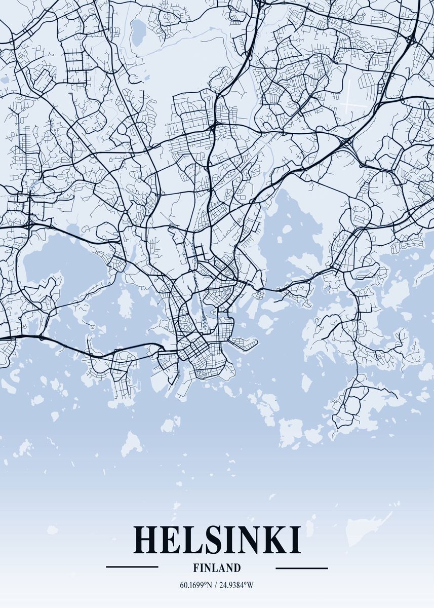 'Helsinki City Map Finland' Poster by Max Ronn | Displate