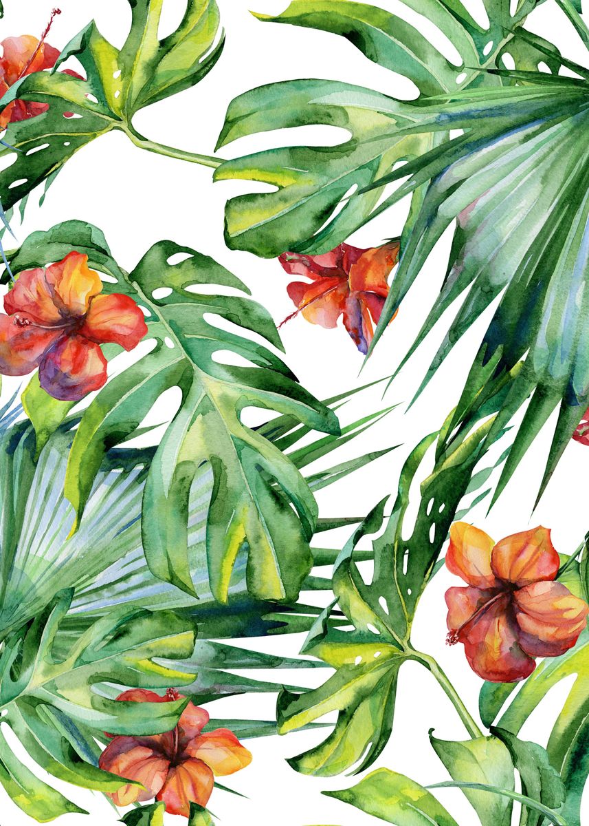 'Watercolor Tropical Pat 03' Poster, picture, metal print, paint by ...